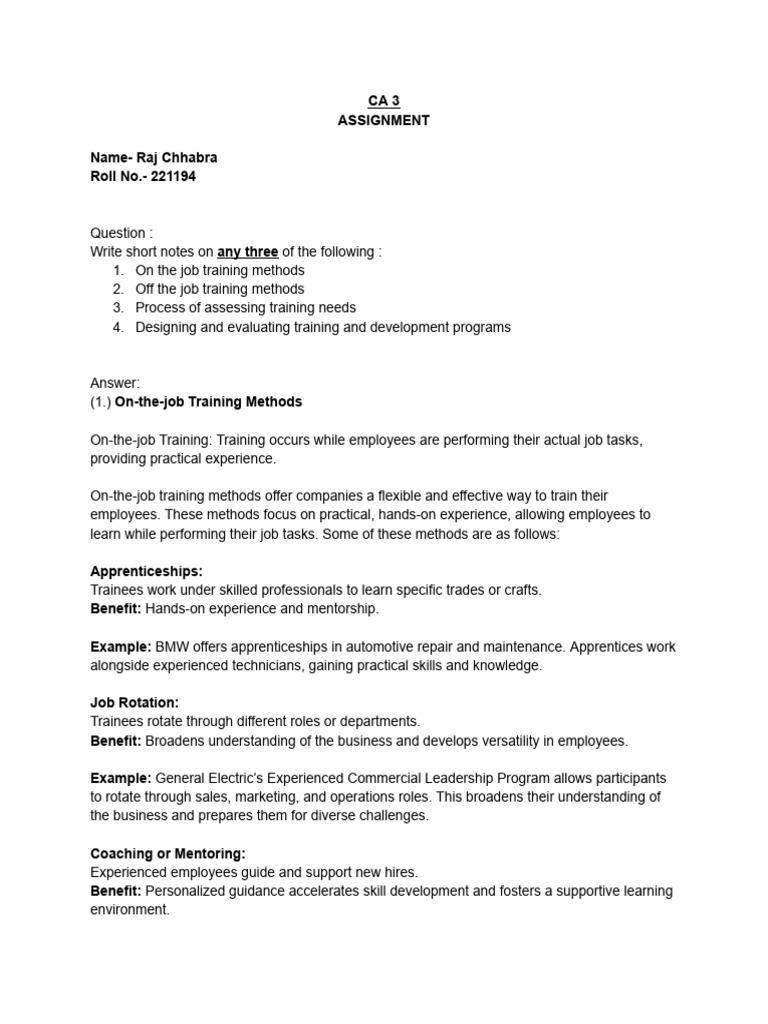 Raj Chhabra 221194 - HRD Ca 3 | PDF | Educational Technology | Mentorship