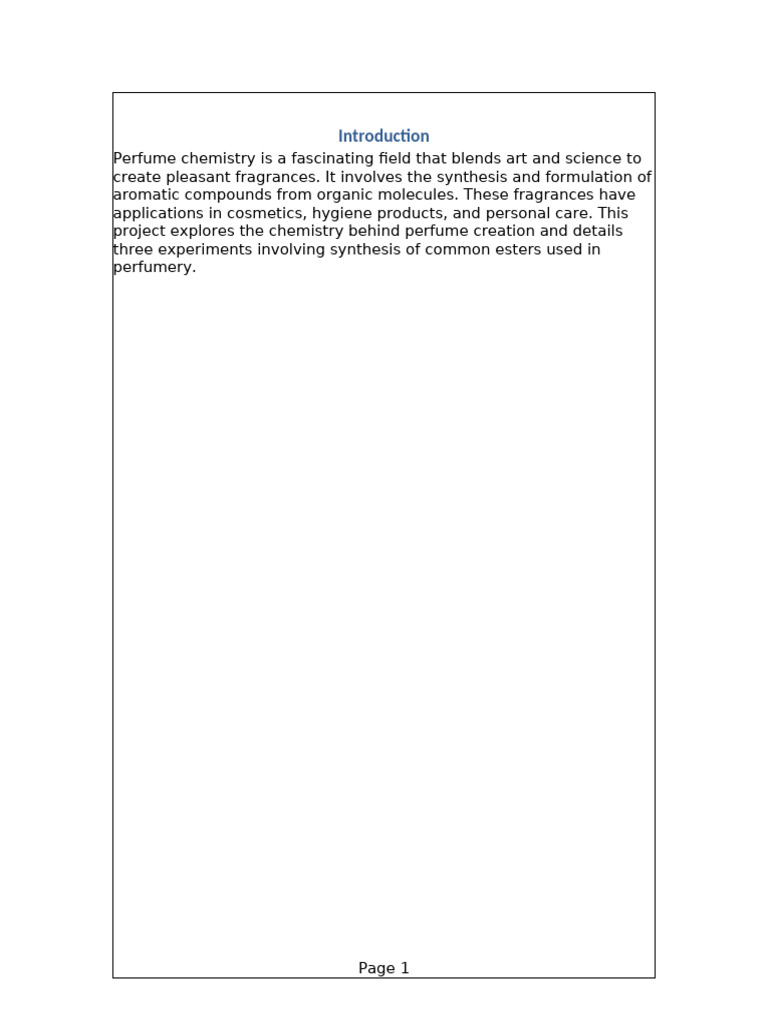 Chemistry of Perfume Synthesis Project | PDF | Perfume | Perfumery