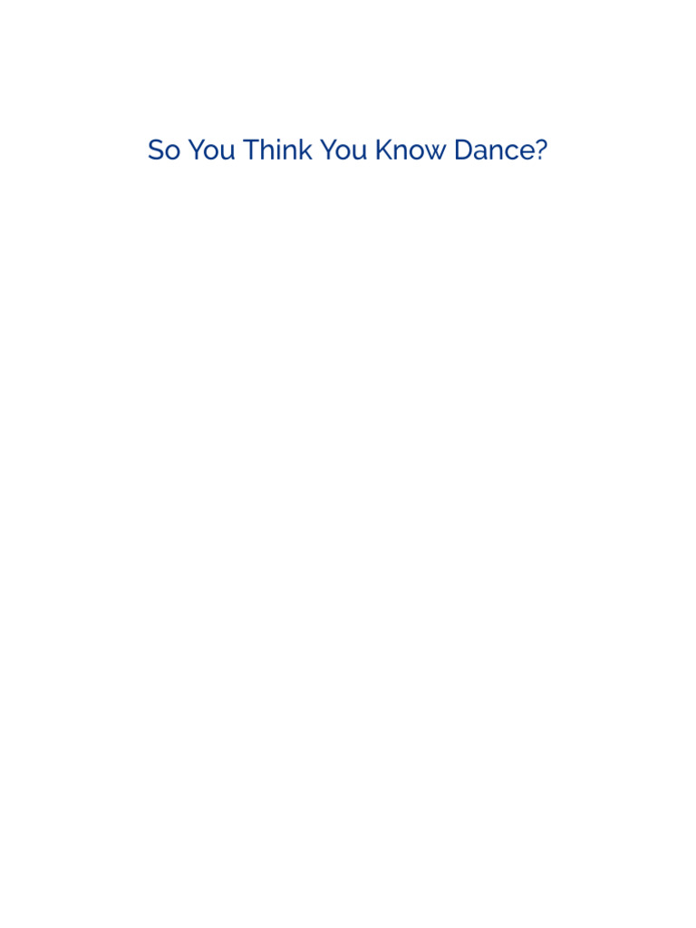 So You Think You Know Dance Vanessa Kanamoto Susan Perlis Roshanda D ...