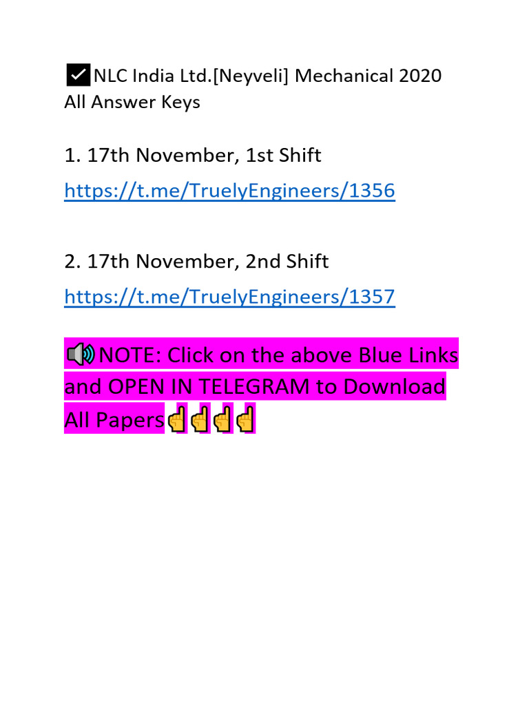 NLC India LTD ALL Mechanical Papers 2020 | PDF