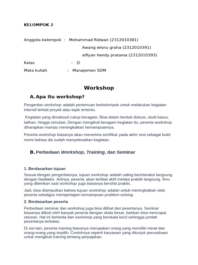 Kelompok 2 MSDM - Workshop | PDF