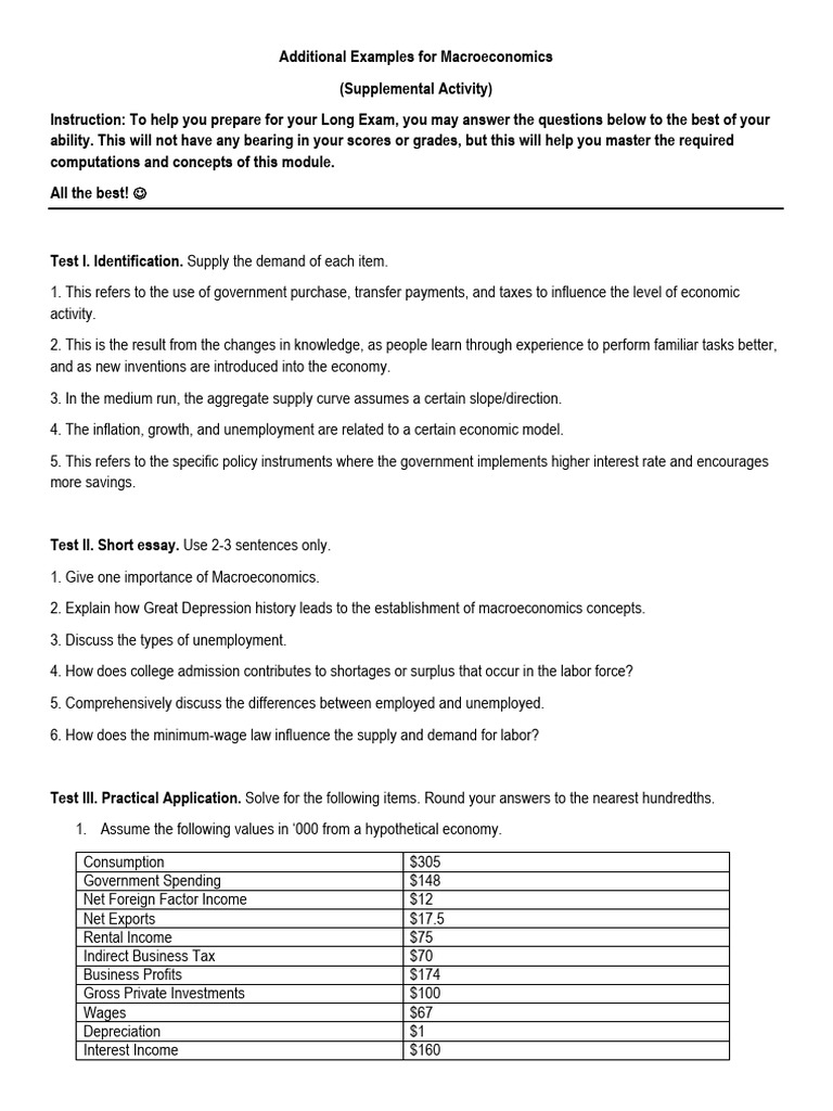 Macroeconomics Exam Preparation Guide | PDF | Macroeconomics | Inflation