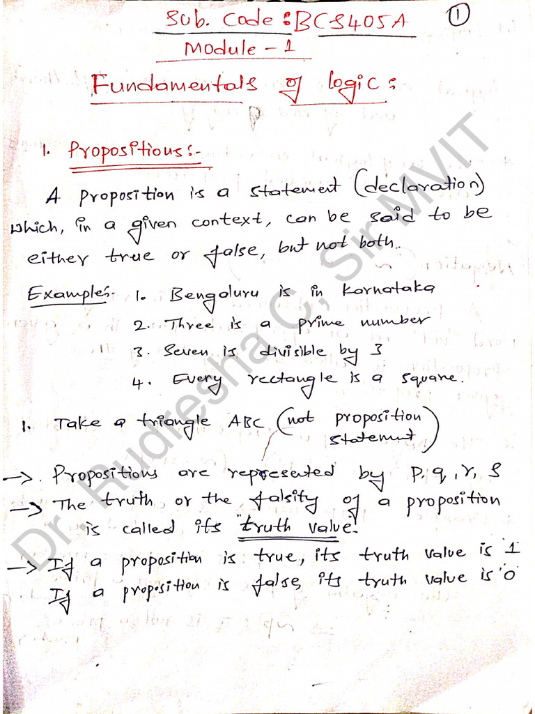 BCS405A. Module - 1 - Fundamentals of Logic | PDF
