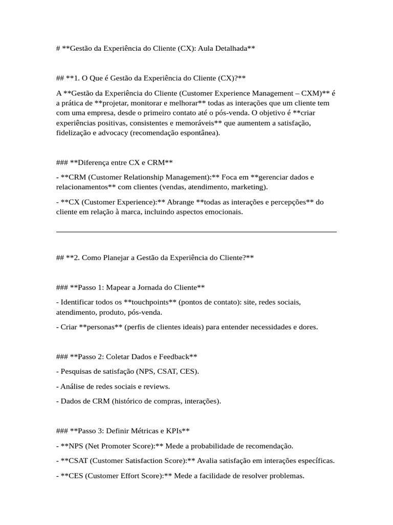 Aula Deepseek Gestão Da Experiência Do Cliente | PDF | Gestão de relacionamento com o cliente ...