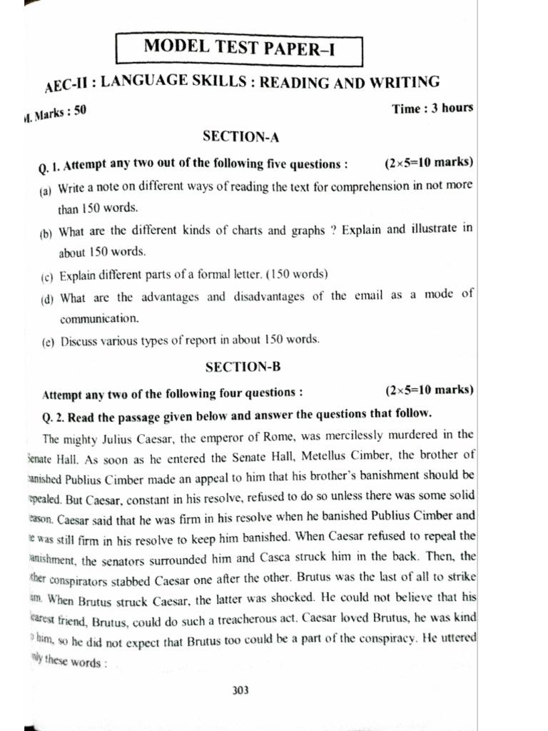 English - Model Test Paper | PDF