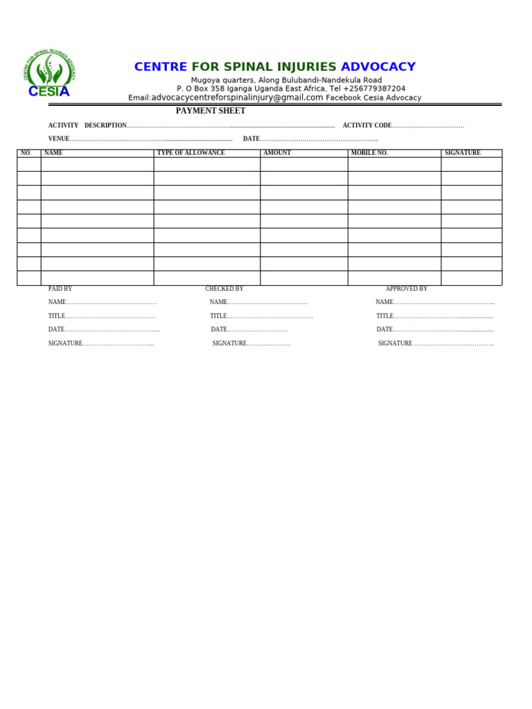 Payment Sheet | PDF
