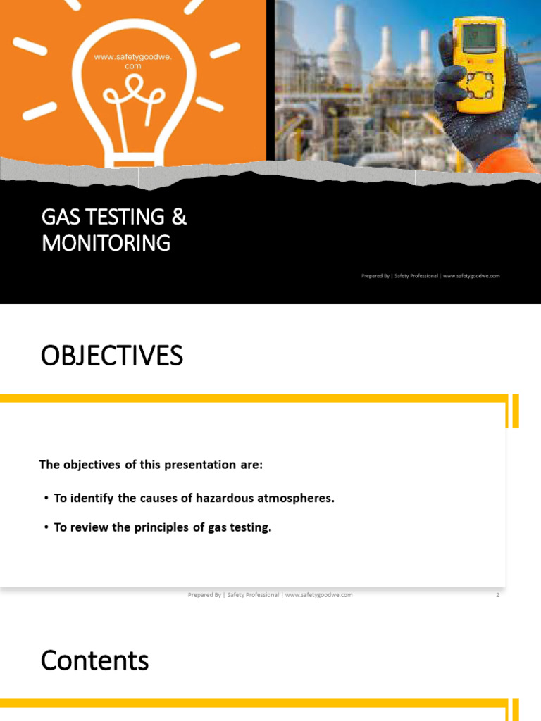 Gas Testing and Monitoring Essentials | PDF | Chemistry | Chemical ...