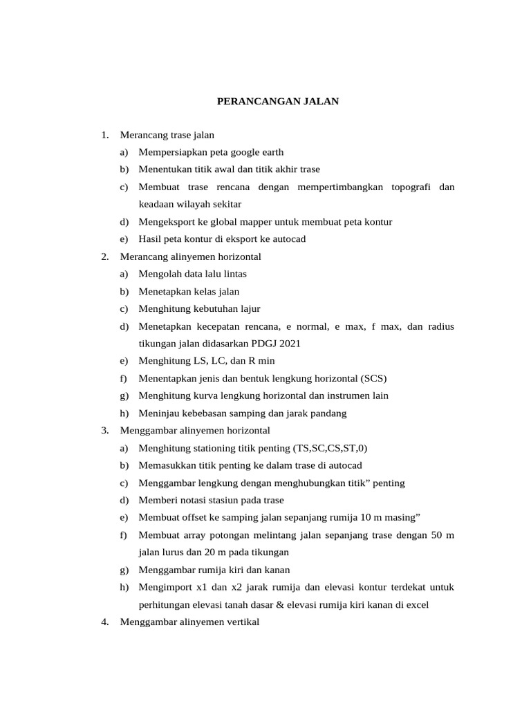 Step Step Perancangan Jalan | PDF