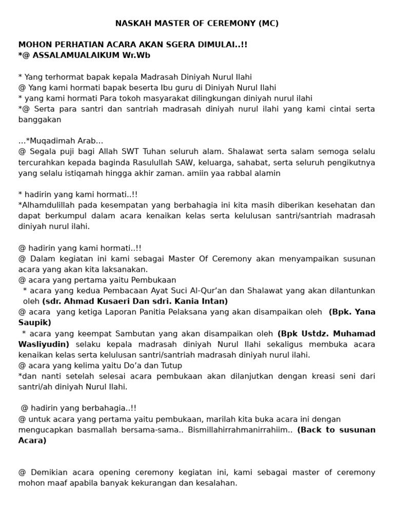 Naskah Master of Ceremony | PDF