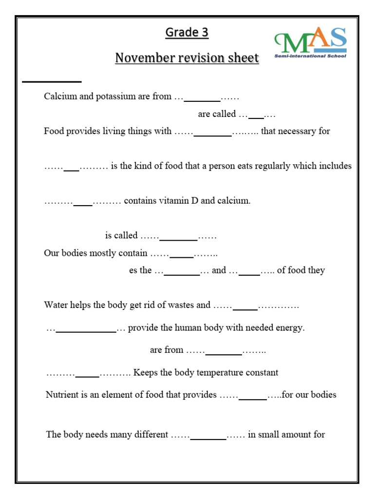 Revision Discover Grade 3 November - Answers | PDF | Foods | Nutrition