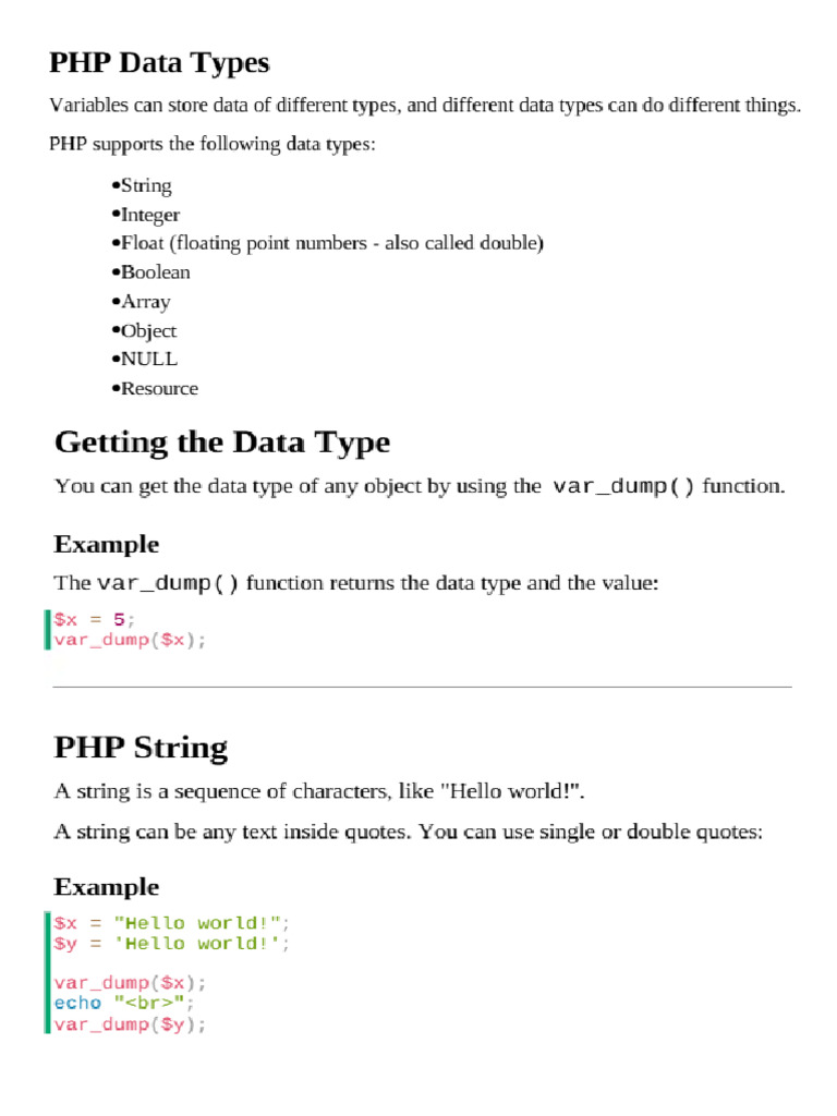 PHP Data Types | PDF