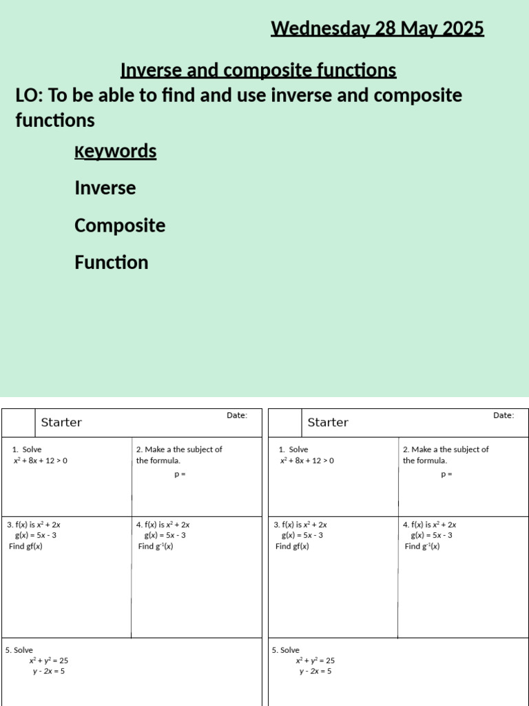 Inverse and Composite Functions 1234 | PDF | Mathematics | Mathematical ...
