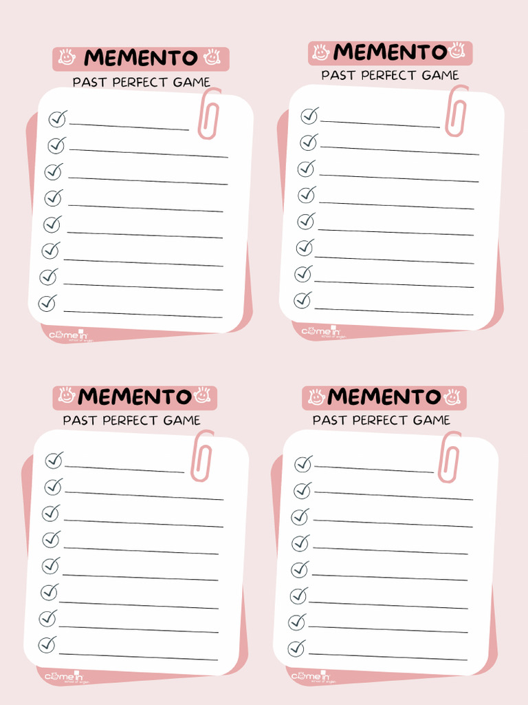 MEMENTO Past Perfect Game | PDF