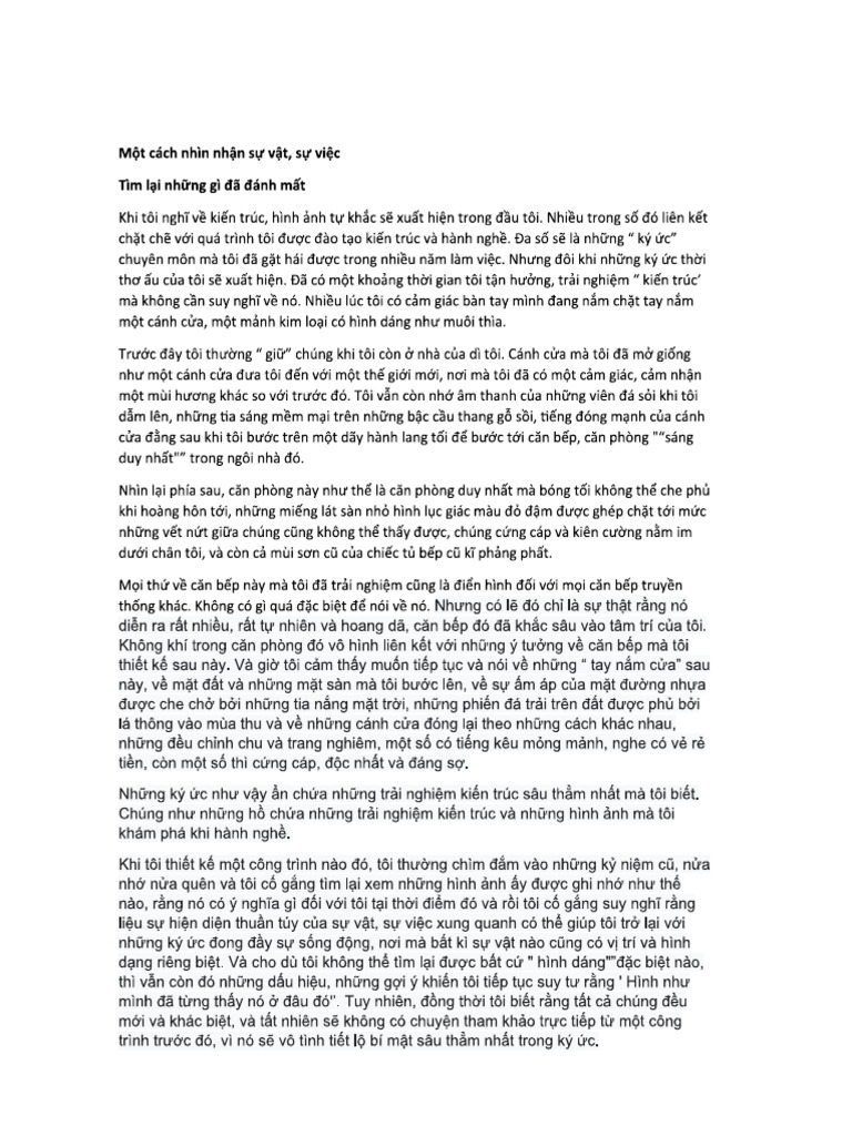 Peter Zumthor Thinking Architecture | PDF