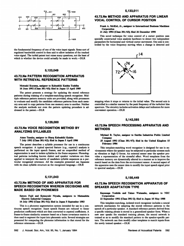 method of and apparatus for speech recognition | PDF | Linguistics | Human Communication