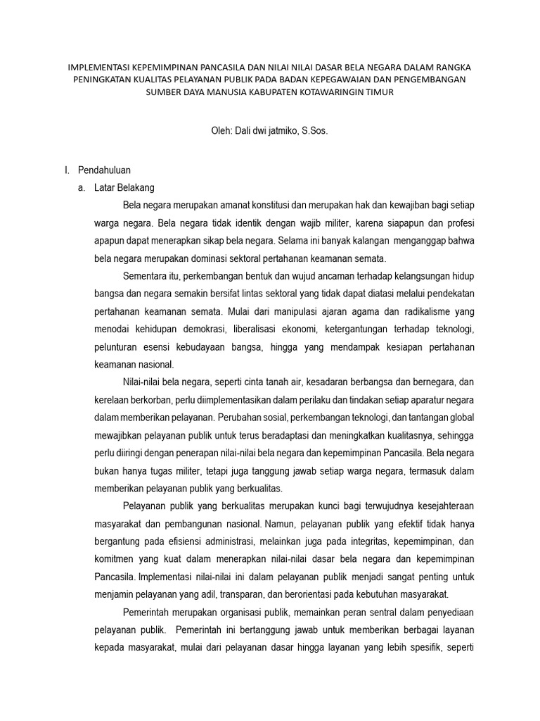 Tugas Individu Implementasi Kepemimpinan Pancasila Dan Bela Negara (AutoRecovered) | PDF