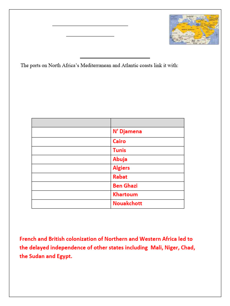 GR 8 Answers Geography of North Africa | PDF | Africa | North Africa