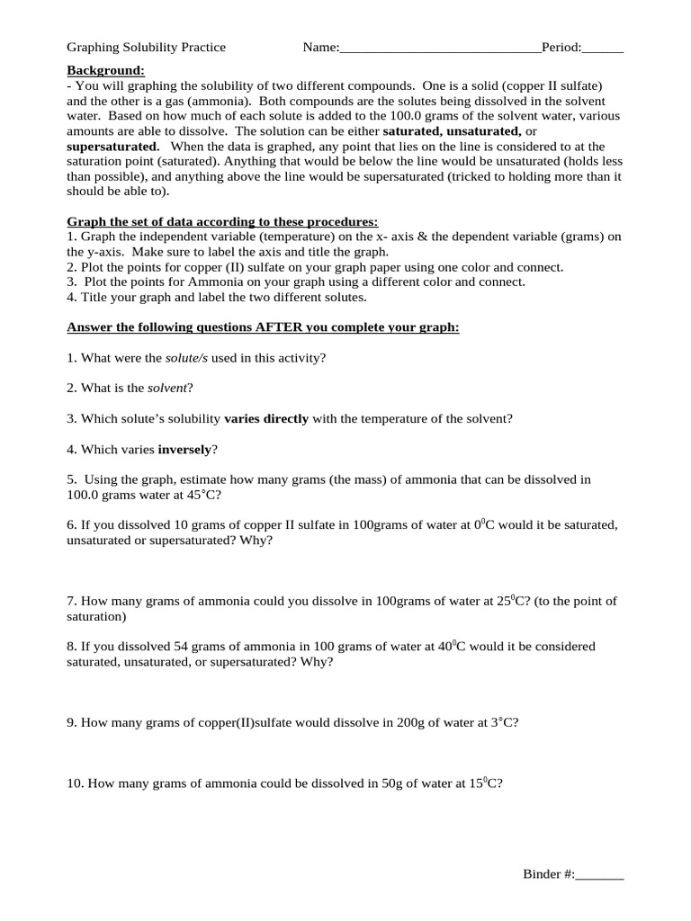 graphing-solubility-practice | PDF | Solubility | Scientific Phenomena