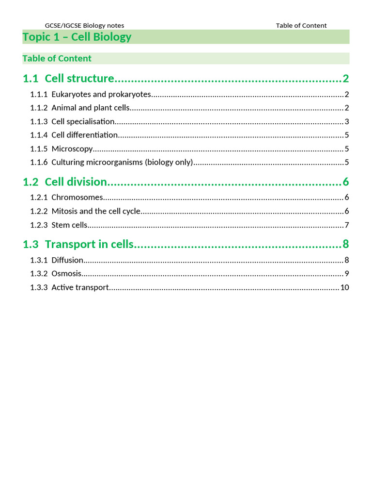 GCSE:IGCSE Biology Contents | PDF | Biology | Ecosystem