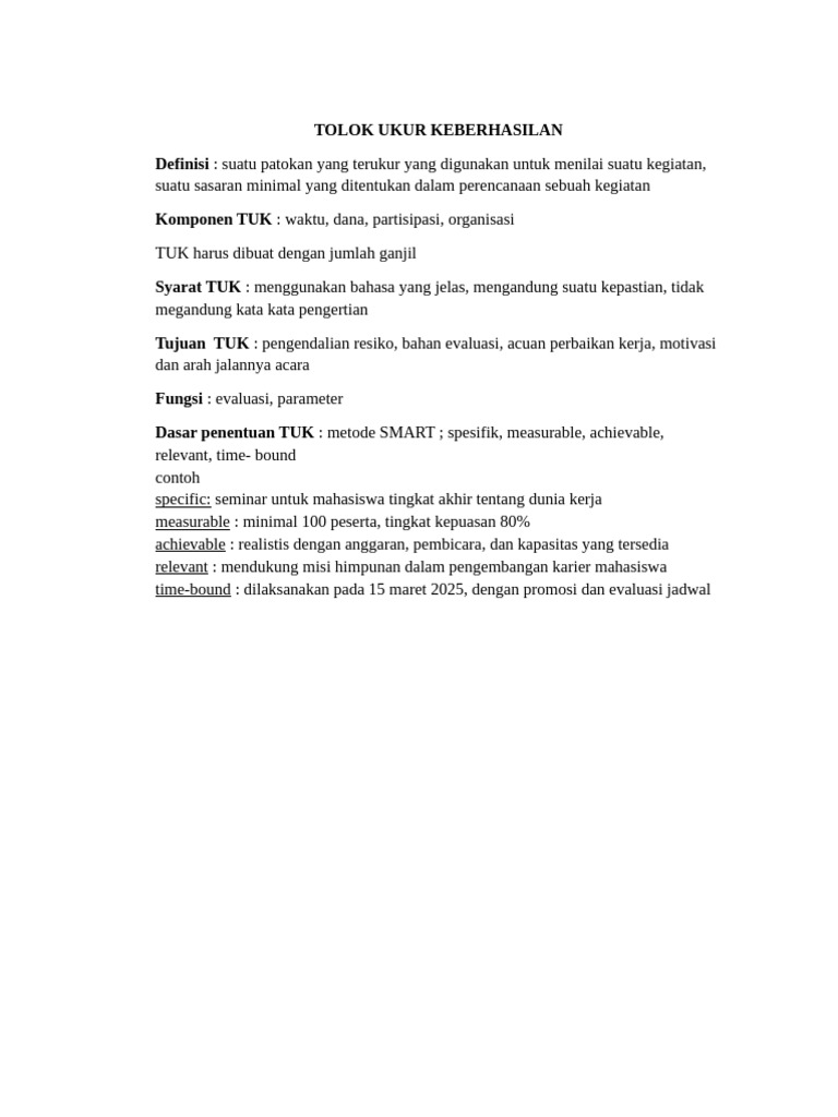 Tolak Ukur Keberhasilan | PDF