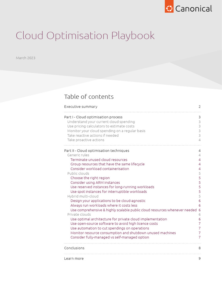 Cloud Cost Optimisation Playbook | PDF | Cloud Computing | Scalability
