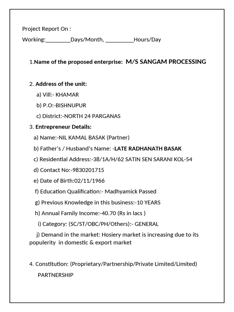 SWID PROJECT Appl Form - Sangam | PDF | Textiles | Expense
