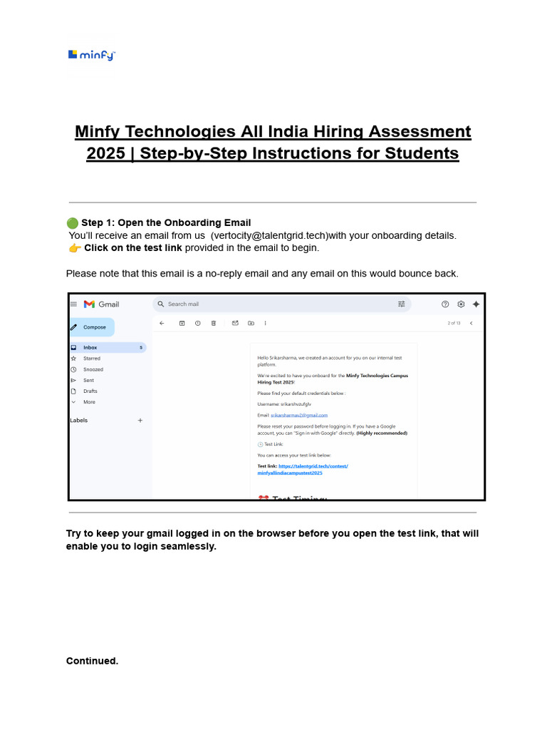 Minfy All Indian Campus Hiring Test'2025 - Step by Step Instructions (1 ...