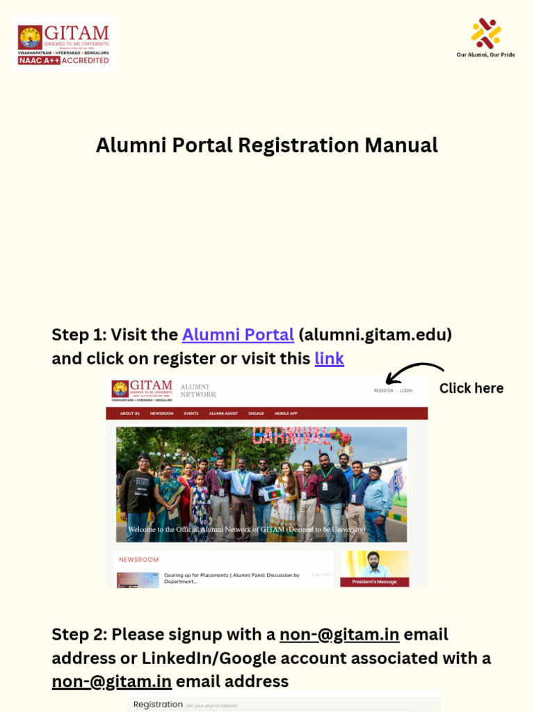 Registration Manual-GITAM Alumni Portal | PDF