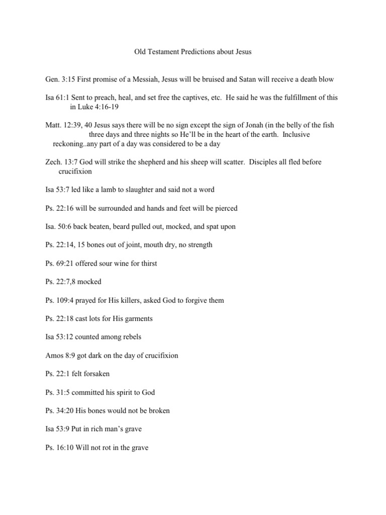 Old Testament Predictions of Jesus The Messiah | PDF