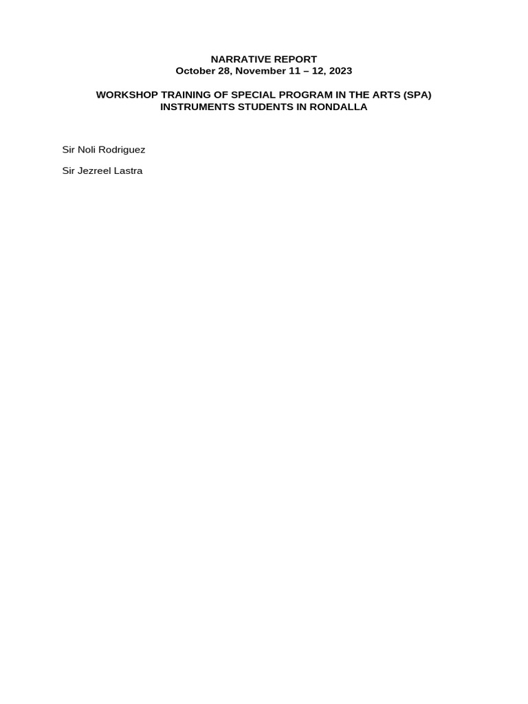 Narrative Report 3 - Day Seminar Workshop | PDF