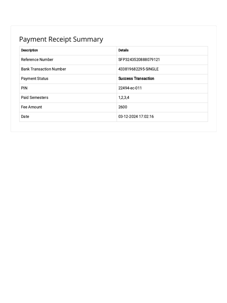 Payment Receipt Summary | PDF