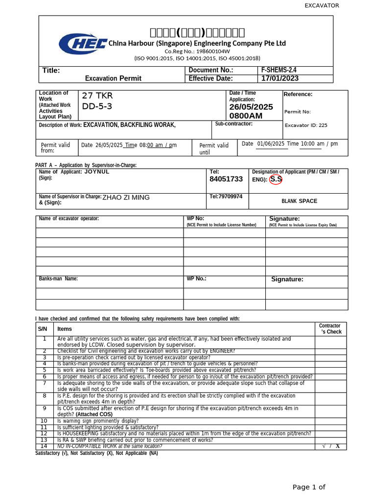 F-SHEMS-2.4 Excavation Permit General | PDF