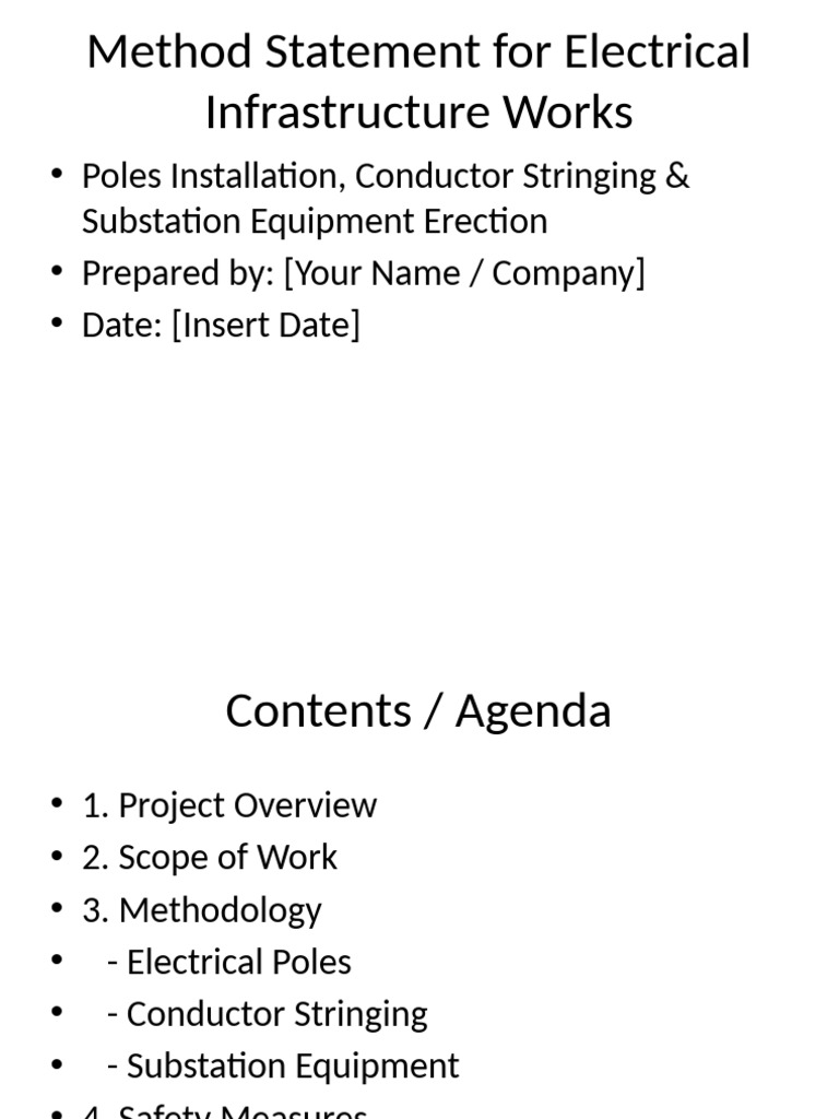 Method Statement Electrical Works | PDF | Crane (Machine) | Electric Power