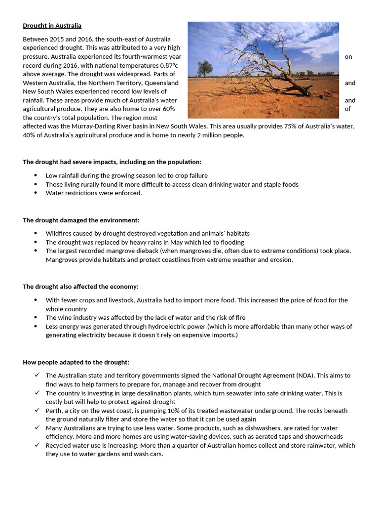 Australia Drought Impact and Adaptation | PDF | Drought | Water