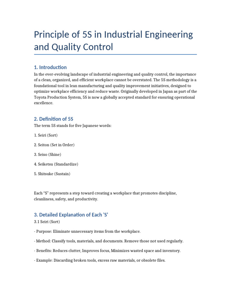 5S Methodology in Industrial Engineering | PDF | Lean Manufacturing ...