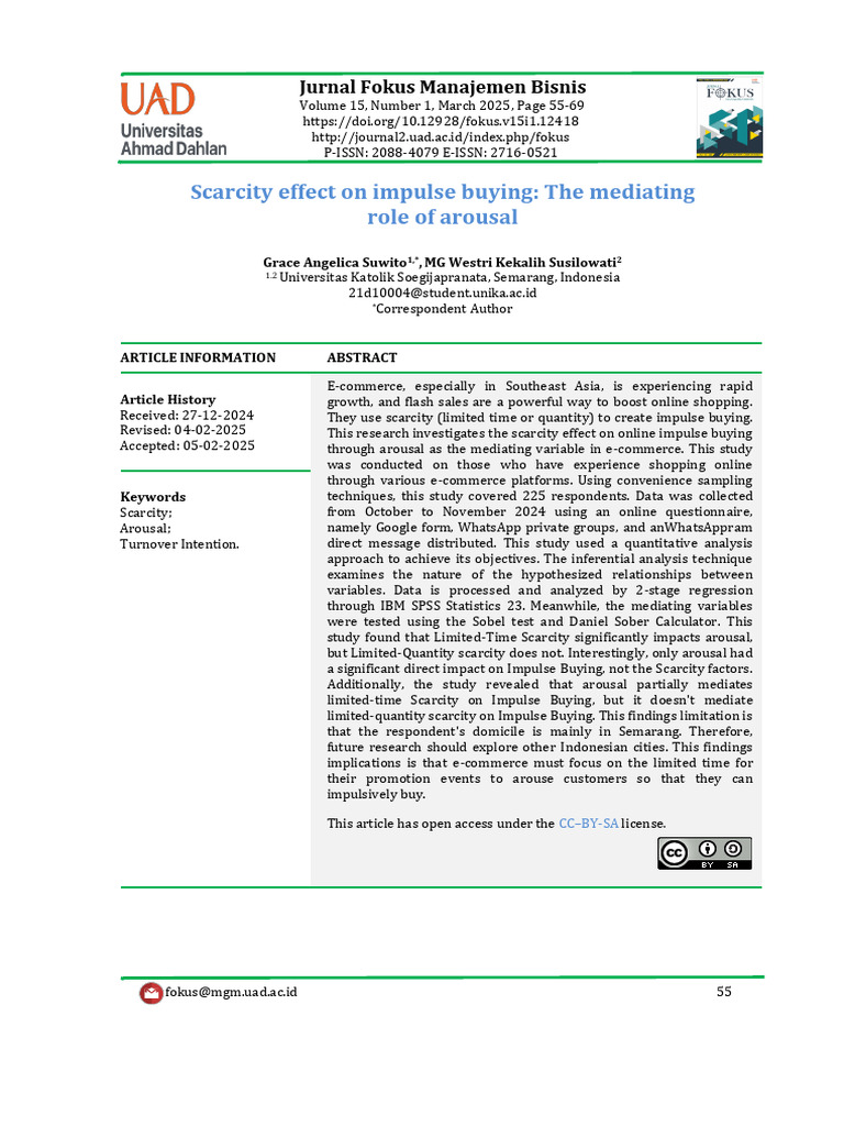 Scarcity Effect On Impulse Buying The Mediating Ro | PDF | Consumer ...
