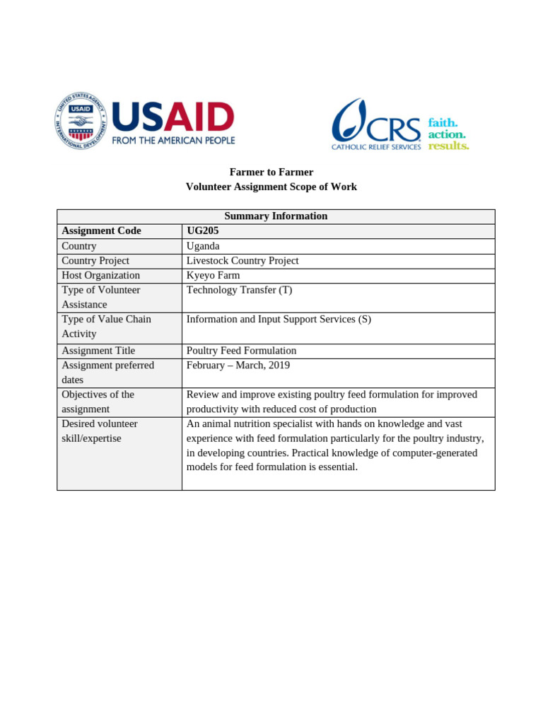 UG205 Poultry Feed Formulation | PDF | Farms | Agriculture