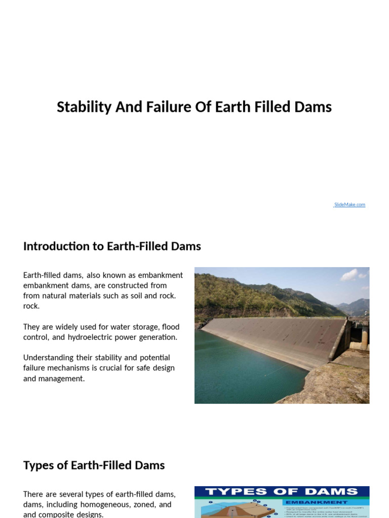 Stability and Failure of Earth Filled Dams | PDF | Dam | Landscape