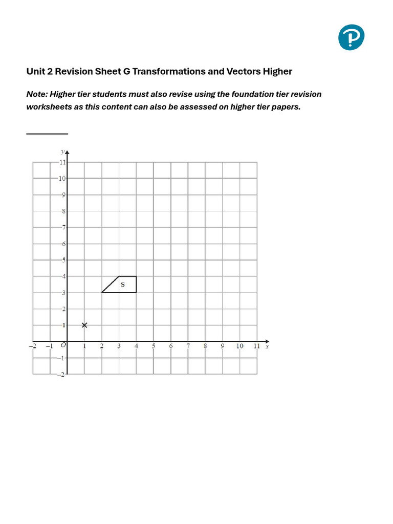 Printer Friendly Unit 2 Revision Sheet G Transformations and Vectors ...