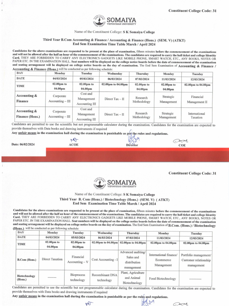 Httpssvu Sksc.s3.AP South 1.amazonaws - comexaminationTime+Table2023 24UG+Sem+v+ATKT PDF | PDF