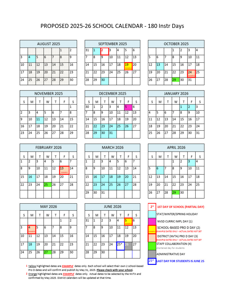 Proposed 2025-26 School Calendar | PDF