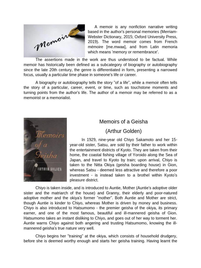 Lesson 6 Memoirs of A Geisha | PDF | Memoir