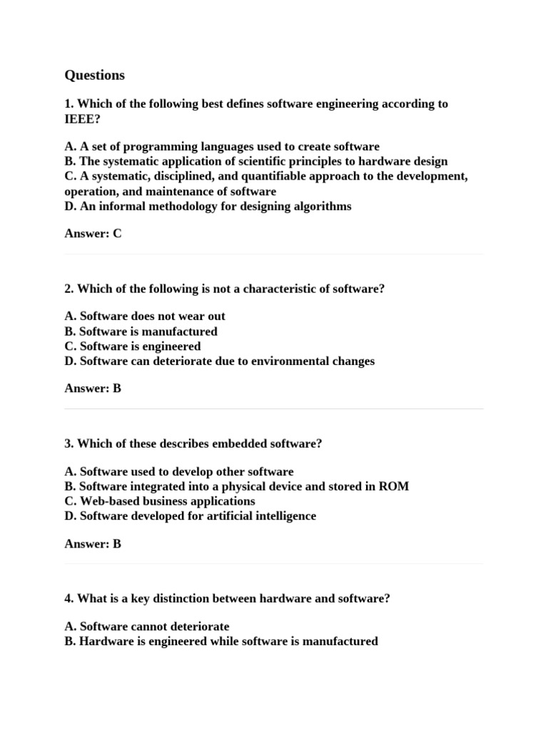 CSE 201 Summary 200 Question and An For CBT | PDF | Software | Software Development