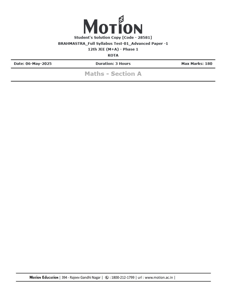 BTS FST-01 Paper - 1 Advanced Solution | PDF | Geometry | Euclidean Geometry