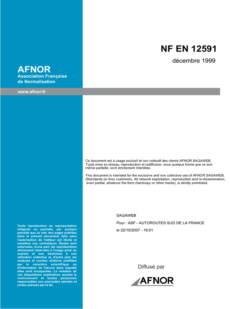 NF en 12591 - 1999-12 - Spec Bitumes Routiers | PDF