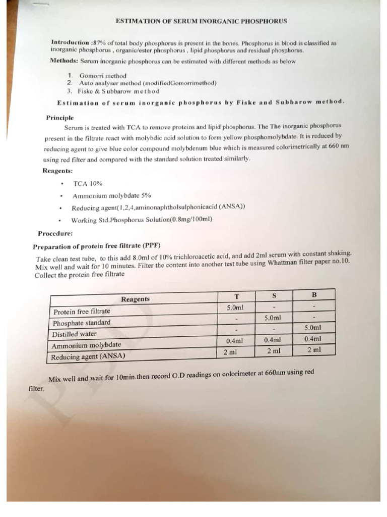 2025 Estimation of Serum Phosphorus | PDF