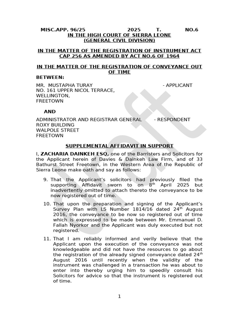 Supplemental Affidavit - Mustapha Turay | PDF | Affidavit | Common Law