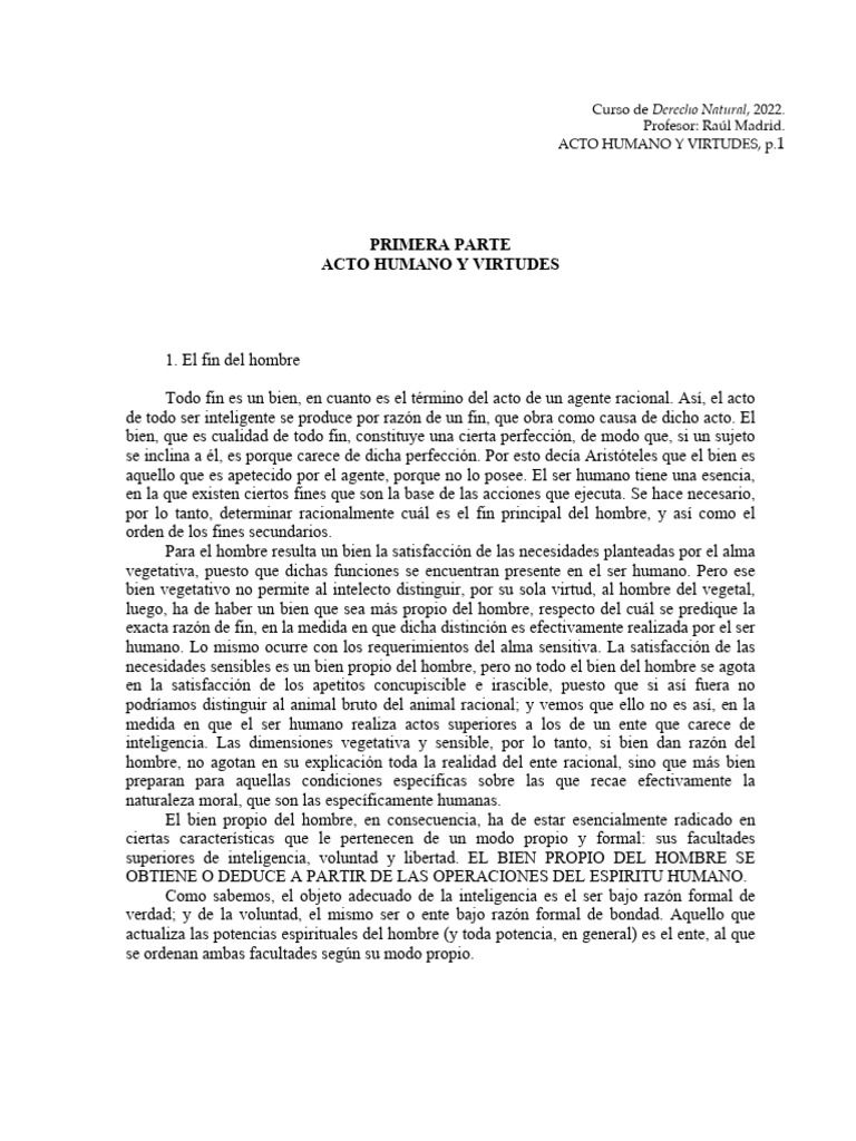 Acto Humano y Virtudes (Versión 2022) | PDF | Moralidad | Mal