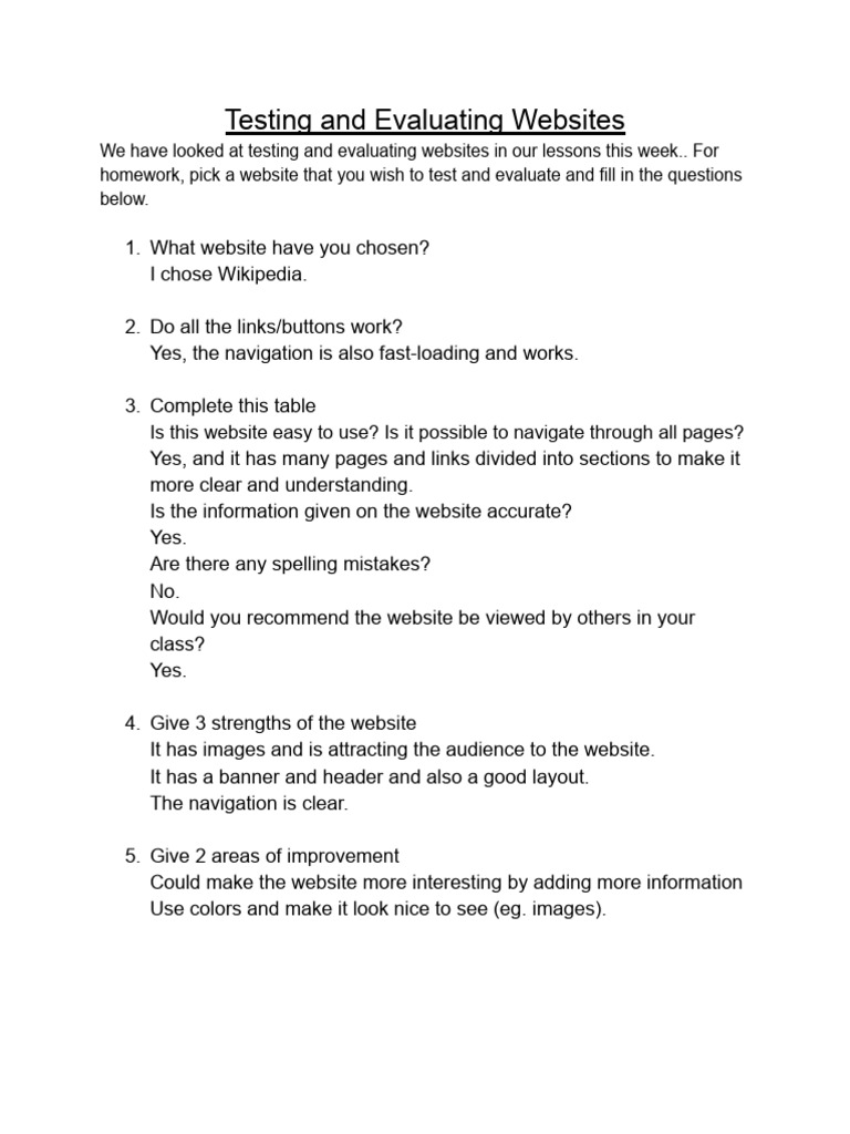 Testing and Evaluating Websites | PDF