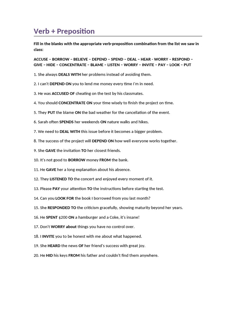 Verb+Preposition B1-Craft | PDF